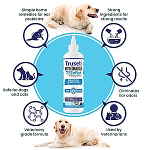 Pet Health Pharma Truseb | Dog Ear Flush Ketoconazole Dog Ear Wash, Cats and Horses, Ketoconazole Tris Ear Flush for Dogs (12 oz) Made in U.S.A (Ketoconazole Ear Flush, 12 oz)