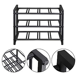 OROPY Wine Rack Freestanding Floor Counter, 3 Tier Display Storage Wine Rack for Countertop, 12 Bottles Wine Rack for Liquor Shelf (Metal Black)