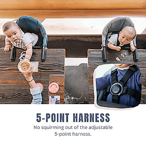 Guzzie+Guss Portable Clip on High Chair for Baby Seat - Folding and Easy Setup for Travel, Home, Restaurants, Picnics - Machine Washable Fabric - Charcoal