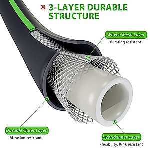 SnugNiture Garden Hose 10 ft x 5/8", Heavy Duty, Light Weight, Flexible Water Hose with 3/4'' Solid Fittings for All-Weather Outdoor