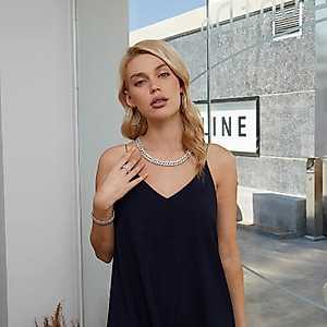 Gemsme Full Iced Out Cubic Zirconia Cuban Link Chain Hip Hop 18K White Gold Plated Miami Cuban Link Chain Necklace for Men Women (22 Inch)