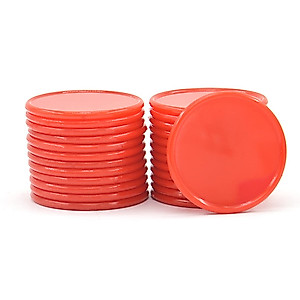 Qierlean 100 Pieces Counters Counting Chips Plastic Markers Multi Colors for Bingo Chips Game Tokens (Red)