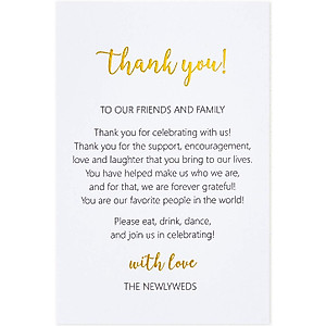 Crisky 50 Pcs Wedding Thank You Place Setting Cards, Foil Gold Thank You, Chic and Elegant Wedding Table Centerpieces and Wedding Decorations, Wedding Supply, 4 x 6 inch