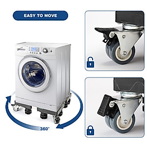 Nefish Washing Machine Stand Base Furniture Dolly Mini Fridge Stand with 8 Strong Feet and 4 Wheels Refrigerator Stand Washer and Dryer pedestal Mobile Roller Dolly Cart for 16"-24" Appliance