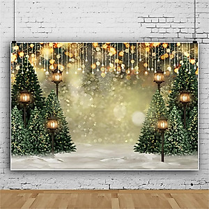 Yeele 15x10ft Merry Christmas Backdrops Glitter Xmas Pine Tree Photography Background Winter Wonderland Snow Night Vinyl Wallpaper Happy New Year Christmas Party Decorations Banner