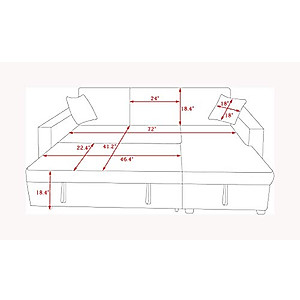Kingway Sectional Sofa Bed with Storage Convertible Chaise Sofabed, 835336, Gray