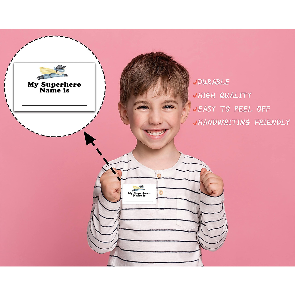 What's Your Superhero Name Game - Super Hero Birthday Party Games for Boys - Family School Classroom Activity - 1 Standing Sign and 30 Stickers - Kids Superhero Party Supplies Decorations(08)