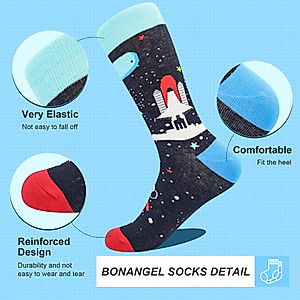 BONANGEL Mens Dress Socks Fun Funny Colorful Crazy Crew Dress Socks For Men 9-12