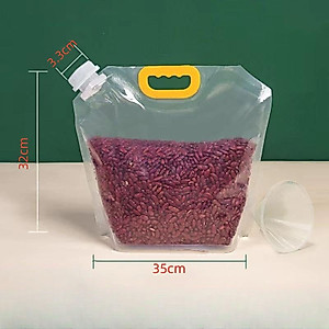 5pcsFood Storage Bags, Grain Moisture-proof Sealed Bag,Stand Up Food Bags Large Reusable Sealed Bag with Handle and Cap BPA Free