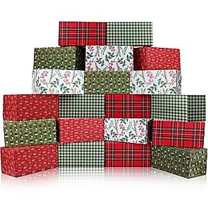 Qilery 20 Pack 10.6 x 6 x 6 Inch Christmas Gift Shipping Boxes Corrugated Small Cardboard Boxes for Christmas Holiday Small Business Gift Packaging Party Supplies, 5 Styles