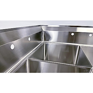 Commercial 3 Compartment Corner Sink, Stainless Steel Kitchen Restaurant ETL NSF