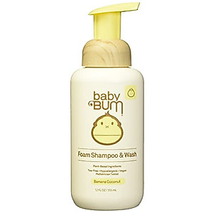 Baby Bum Shampoo & Wash Tear Free Foaming Soap for Sensitive Skin with Nourishing Coconut Oil Banana Coconut Scent Gluten Free & Vegan 12 fl oz