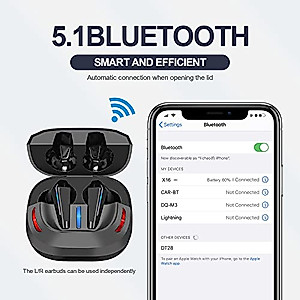 CAIMOSHY Wireless Bluetooth Earbuds 50Hrs Playtime with Clear Call Low Latency Sweatproof Waterproof Earbuds for Gaming and Sports (Black)