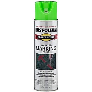 Rust-Oleum 207464 Professional Inverted Marking Spray Paint, 15 oz, Fluorescent Green