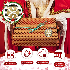 500 Pieces 1.5 Inch Snowflake Christmas Stickers Winter Holiday Stickers Xmas Stickers Black and Gold Snowflake Stickers Christmas Envelope Seals Decals for Christmas Party Favors Supplies Decoration