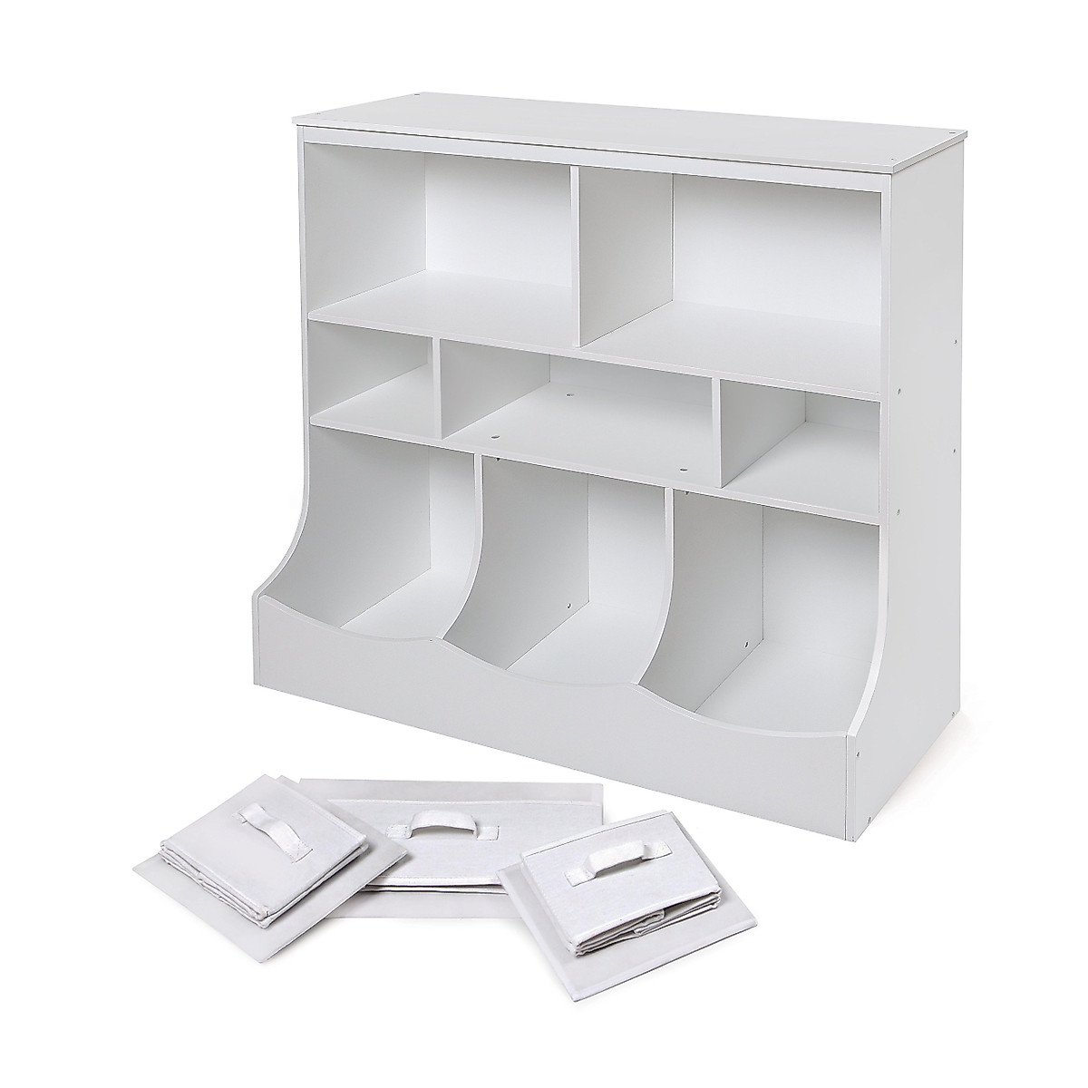 Badger Basket Combo Bin Toy Storage Unit and Book Shelf for Kids with 3 Baskets - White