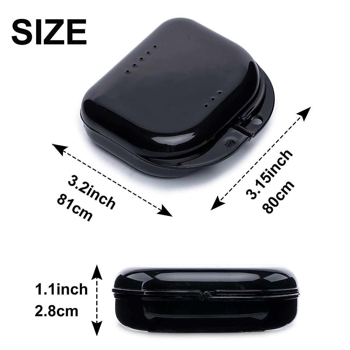 Retainer Case with Vent Holes, 6 Pcs Denture Case, Tight Snap Lock Orthodontic Mouth Guard Case， Black, White, Yellow, Light Purple, Pink and Blue, Easy to Use