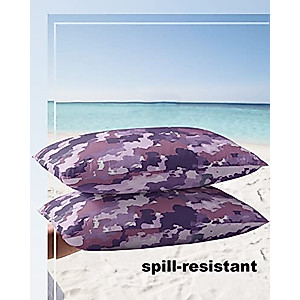 Funnywall88 Waterproof Throw Pillow Covers Set of 2 Camouflage Netting Camo Purple Couch Pillow Cases Outdoor Sofa Cushion Cover Home Decor for Bed Living Room, 20" x 12"