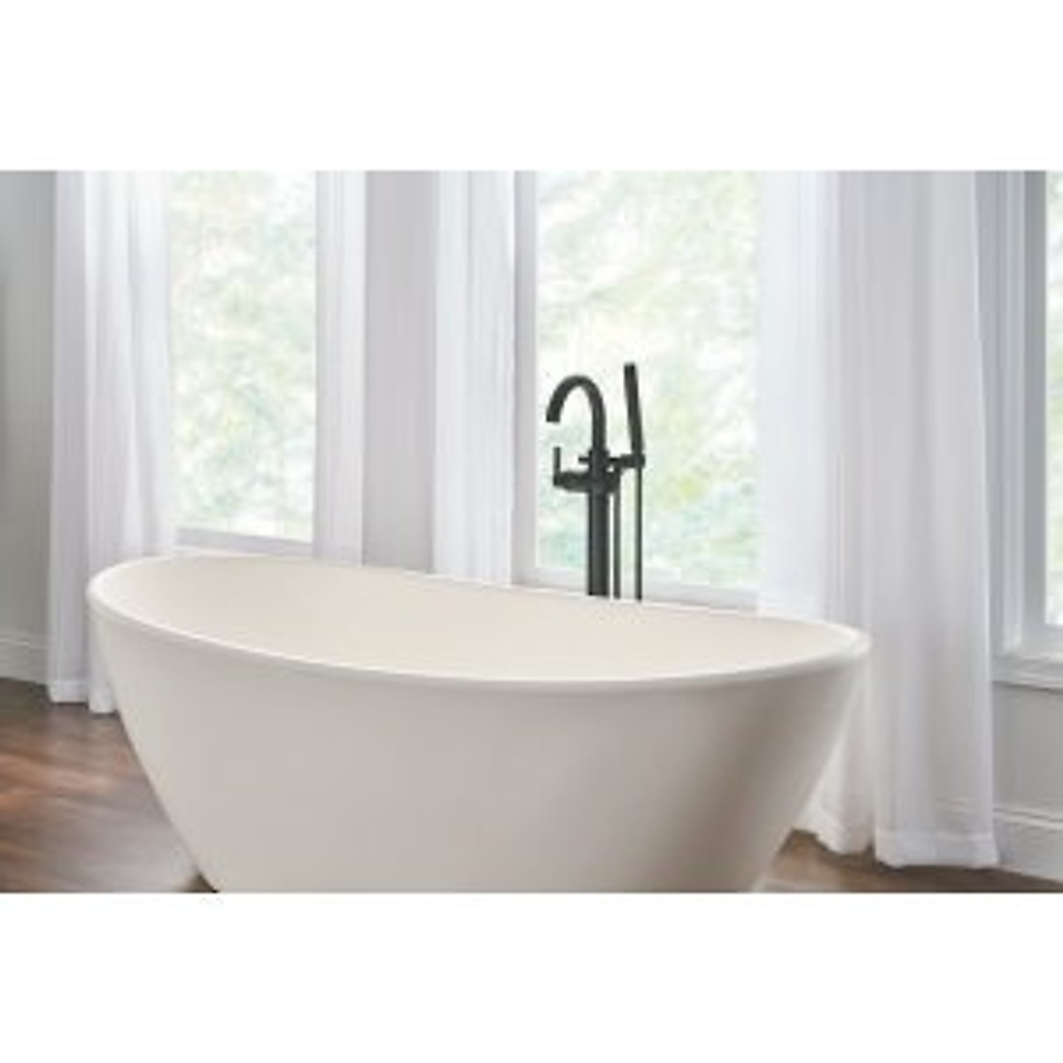 Delta Faucet Trinsic Floor-Mount Freestanding Tub Filler with Hand Held Shower, Chrome T4759-FL (Valve Not Included)