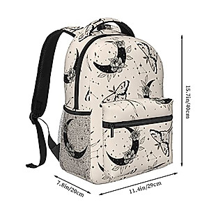 BoeHiop Boho Magic butterfly Moon Star Lightweight Laptop Backpack for Women Men College Bookbag Casual Daypack Travel Bag