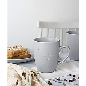 famiware Coffee Mug Set of 6, 15oz Large Ceramic Mug for Men, Women, Speckle Glazed Mugs with Handle for Coffee, Tea, Milk, Cocoa, Cereal, Light Gray