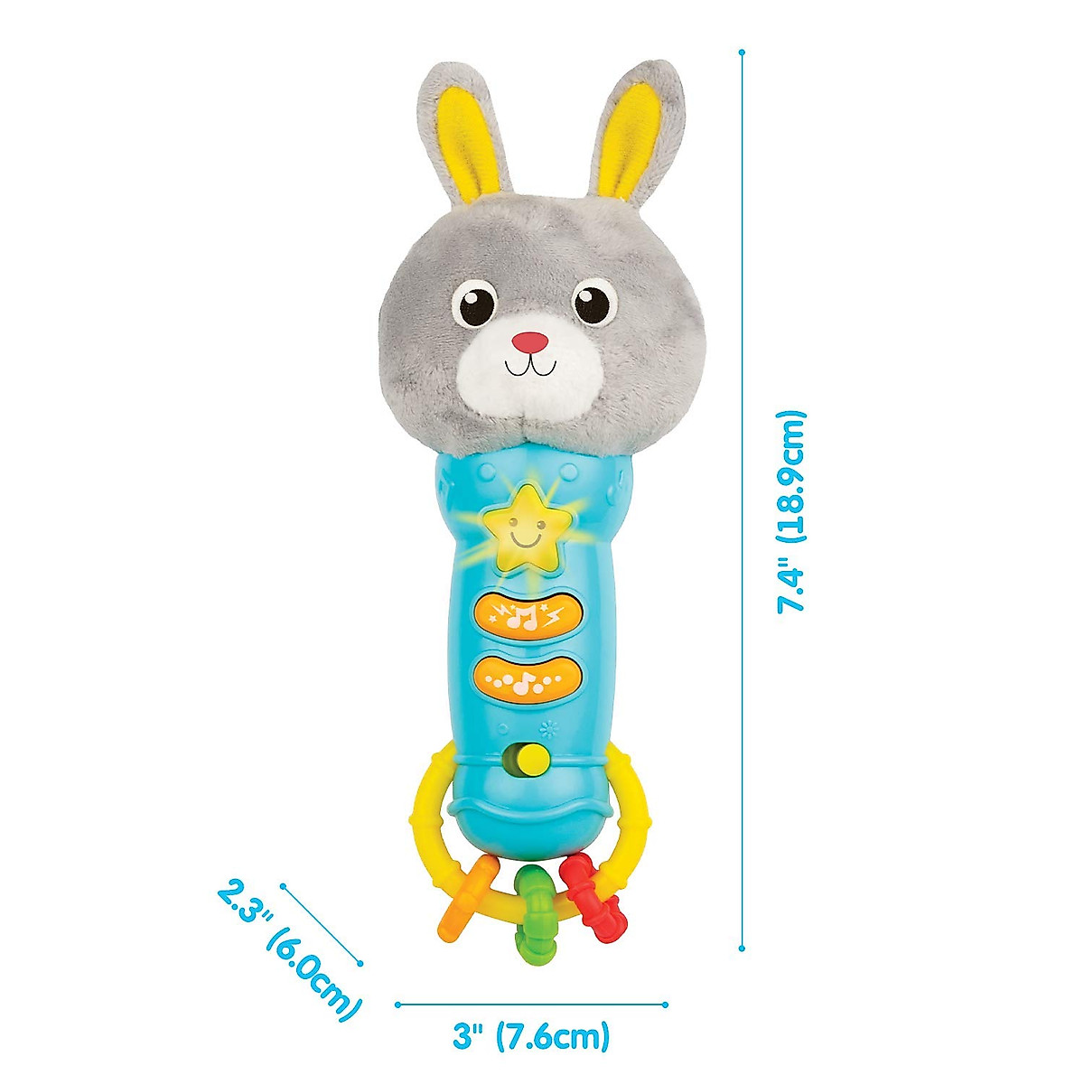 Bambiya Easter Bunny Baby Teething Toy for 6 Months and Up - Baby Teether, Rattle & Musical Toy with Lights, Fun Sound Effects - Baby Easter Basket Stuffer