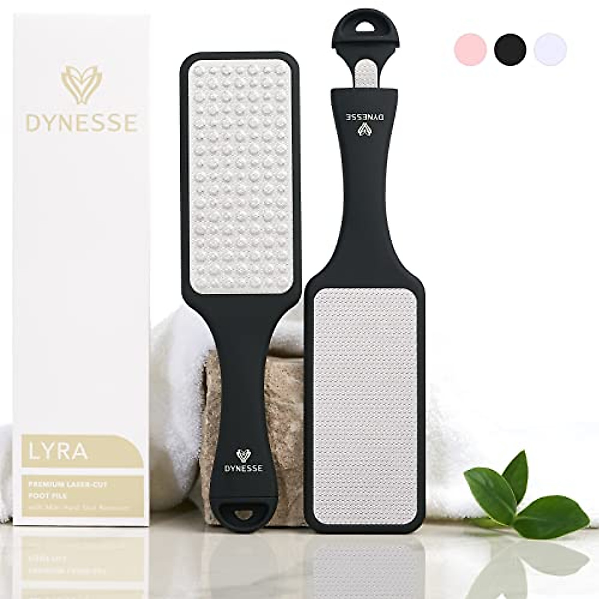 DYNESSE Pedicure Foot File. Professional 3-in-1 Callus Remover with Mini-File. No Risk of Injury. Laser-Cut. Stainless Steel. Scrubber. Reusable