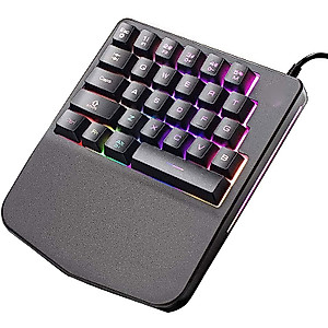 XYLXJ K11 Portable Gaming Keyboard 28keys, One-Hand Mechanical Gaming Keypad, With Wide Hand Rest Backlit for PC Game