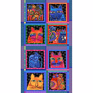 Clothworks Feline Frolic Laurel Burch Bright Panel