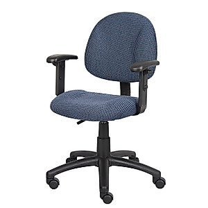 Boss Office Products Perfect Posture Delux Fabric Task Chair with Adjustable Arms in Blue