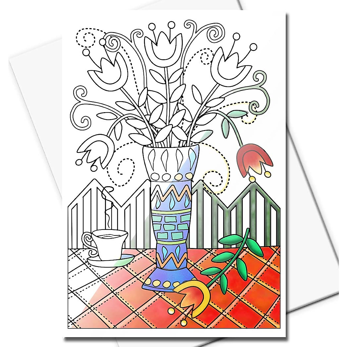 Art Eclect Adult Coloring Greeting Cards for Birthdays, Thank You Note Cards and Sympathy Cards (10 Cards With 10 Different Unique Designs and 10 White Envelopes, Set Garden/White)