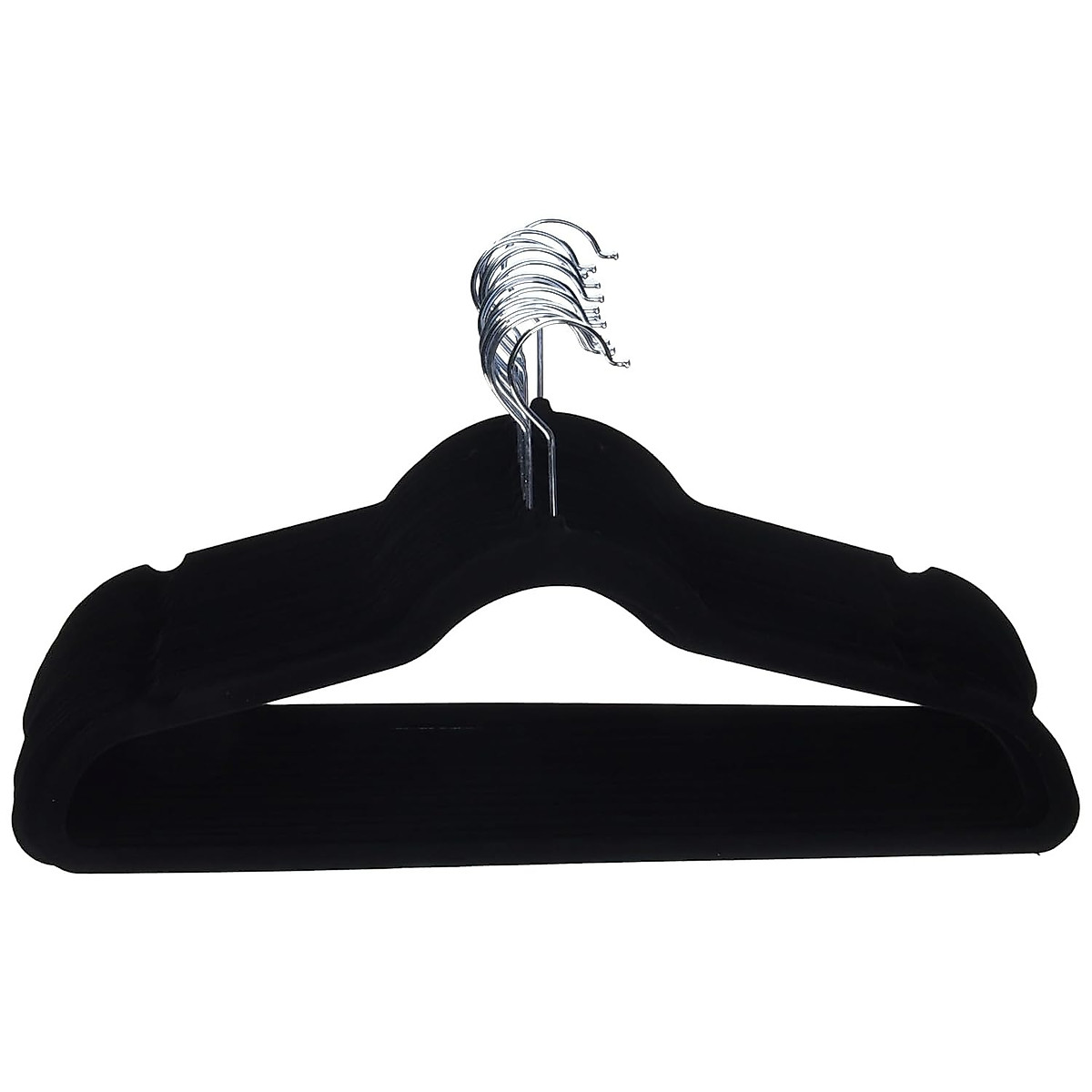Amazon Basics Slim, Velvet, Non-Slip Suit Clothes Hangers, Black/Silver - Pack of 30