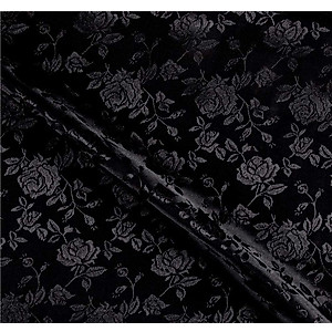 Black Satin Brocade Jacquard Fabric
