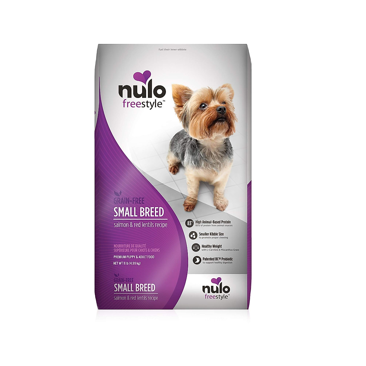 Nulo Grain Free Small Breed Dry Dog Food with BC30 Probiotic (Salmon and Red Lentils Recipe, 4.5lb Bag)