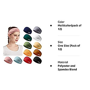 Jesries Headbands for Women Non Slip Turban Hair Wrap Elastic Hair Bands Workout Running Headwrap Sweat Yoga Head Bands for Girls