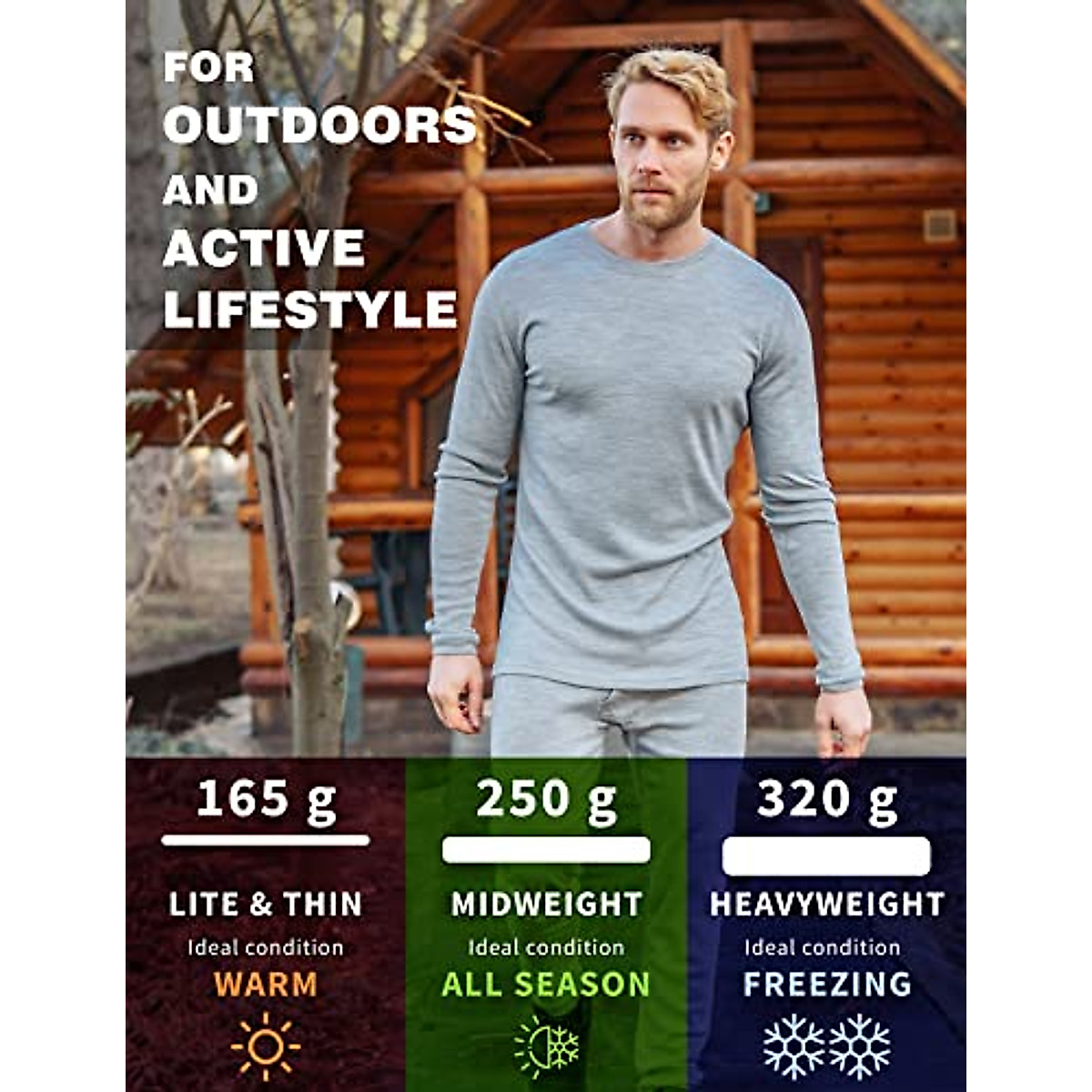 Merino Wool Men's Base Layer Pants — 100% Organic Wool Midweight Thermal Pants + Hiking Wool Socks (Medium, Black 250)