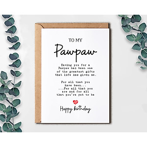 To My Pawpaw - Pawpaw Birthday Card - Pawpaw Is The Greatest Gifts In My Life - Birthday Card For Pawpaw - Gift For Pawpaw Card- Christmas Gifts For Pawpaw