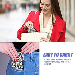 Handlein Credit Card Holder， Mini RFID aluminum wallet credit card holder, Mini Womem or Men Credit Card Wallet. (Snow Leopard)