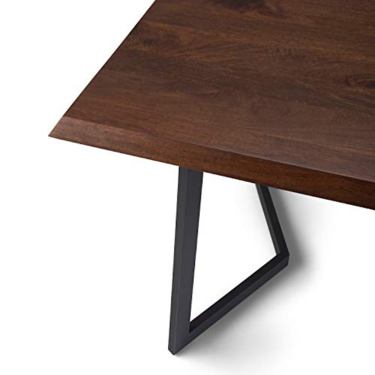 SIMPLIHOME Watkins SOLID MANGO WOOD 72 inch x 36 inch Rectangle Industrial Contemporary Dining Table with Inverted Metal Base in Dark Brown, for the Dining Room and Kitchen, Industrial Contemporary