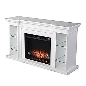 SEI Furniture Henstinger Electric Fireplace w/Bookcase, White