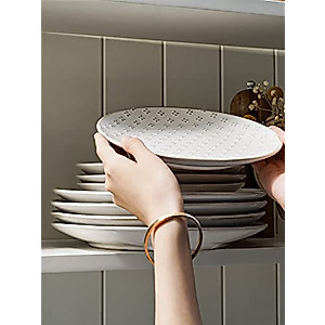LE TAUCI Salad Plates 8 Inch,Cute Plates Set for Dessert,Appetizer and Small Dinner,Embossment Porcelain Dish,House-warming and Wedding Gift, Set of 4, Arctic White