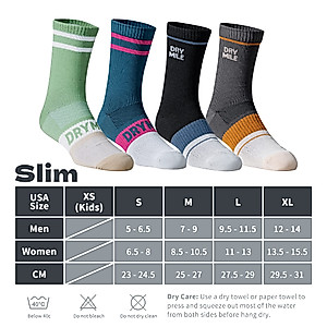 DRYMILE Slim Waterproof Socks, Thin Moisture Wicking Winter Waterproof Socks for Men & Women, Golf, Cycling - Crew (M, Black and Blue)