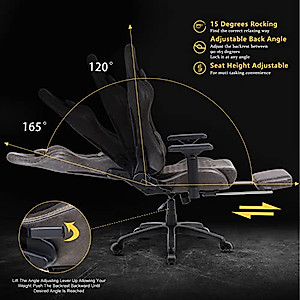 Dowinx Gaming Chair Ergonomic Racing Style Recliner with Massage Lumbar Support,4D armrests Game Chair for Computer PU Leather with Retractable Footrest Brown