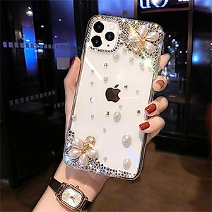 Threesee for Galaxy S9 Plus Crystal Rhinestone Case,Luxury Bling Glitter Cover Shiny Diamond Women Girls Kids Floristic Phone Case for Samsung Galaxy S9 Plus