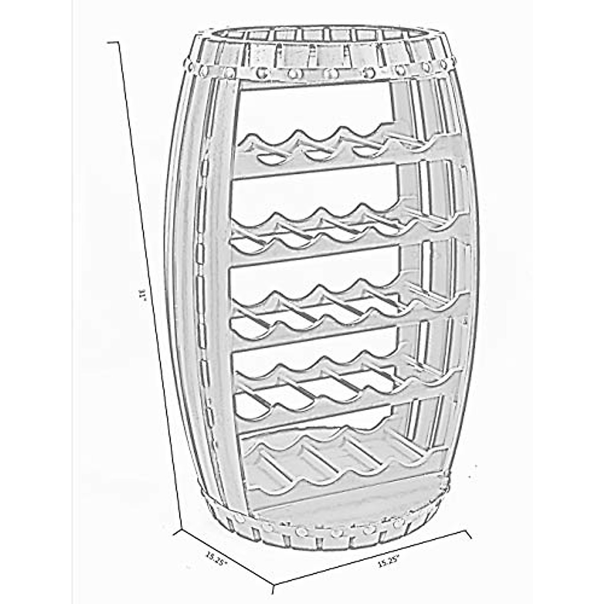 Vintiquewise Rustic Barrel Shaped Wooden Wine Rack for 23 Bottles