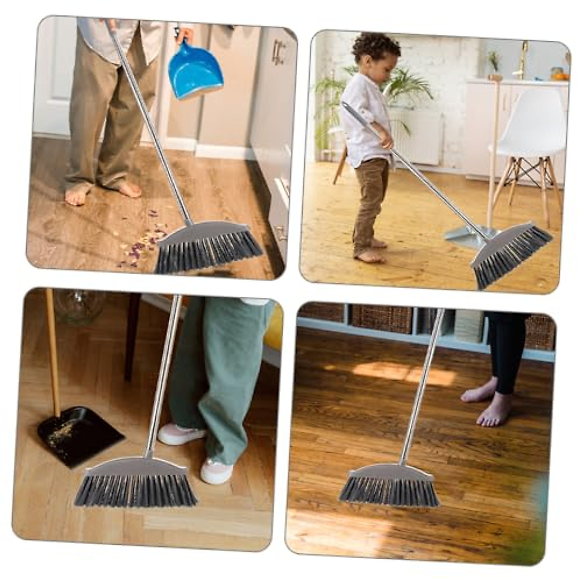 VOSAREA 2pcs Stainless Steel Broom Camping Broom Soft Bristles Broom Garden Broom Cleaning Supplies Heavy-Duty Broom Garage Broom Pickup Brush Brooms Patio Cleaning Broom Dark Grey Plastic