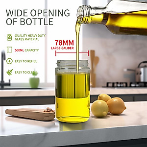 Jenyolon Oil Dispenser, Ration Oil and Vinegar Dispenser 17 Oz, Non-Drip Spout Olive Oil Dispenser Wide Opening for Easy Refill and Cleaning, Oil Dispenser Bottle for Kitchen Vinegar, Soy Sauce