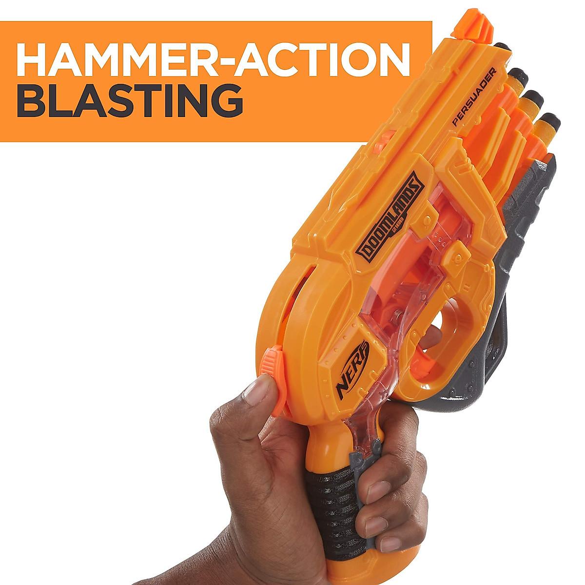 NERF Persuader Doomlands Toy Blaster With Hammer Action And 4 Official Nerf Doomlands Darts For Kids, Teens, And Adults