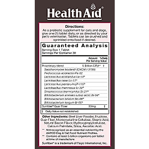 HealthAid PetProbio, 5 Billion with Probiotic, 10 Strains, 30ct, Once Daily for Cats and Dogs, Helps with Pet’s Digestive Health, Natural Beef, Liver, & Bacon Flavor