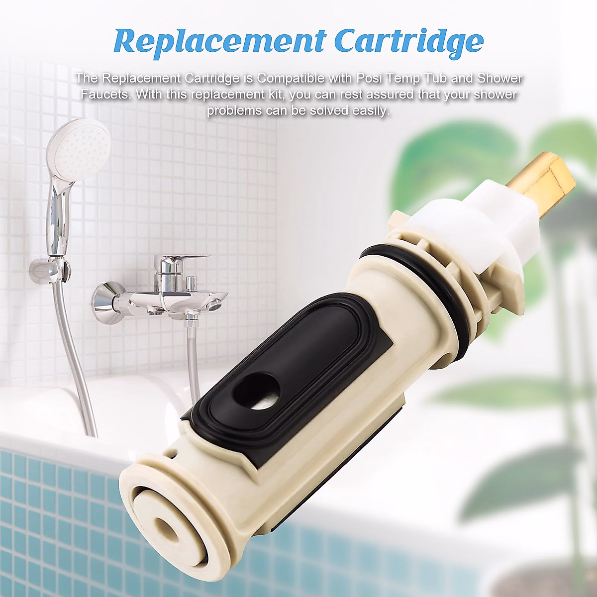 104421U Cartridge Puller Tool with 1222 Replacement Cartridge & Retainer Clip, Compatible with Moen 1222 One Handle Faucet, Bathtub Shower Valve Parts and Removal Tool, Brass and Plastics